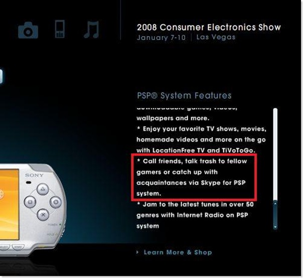 Skype débarque sur PSP + PUB PSP avec image subliminale